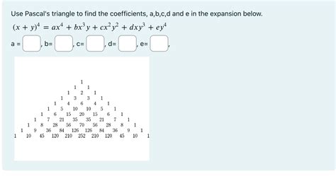 Solved Use Pascal S Triangle To Find The Coefficients Chegg Com