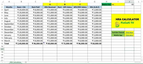 How Hra Exemption Is Calculated Excel Examples Fincalc Blog