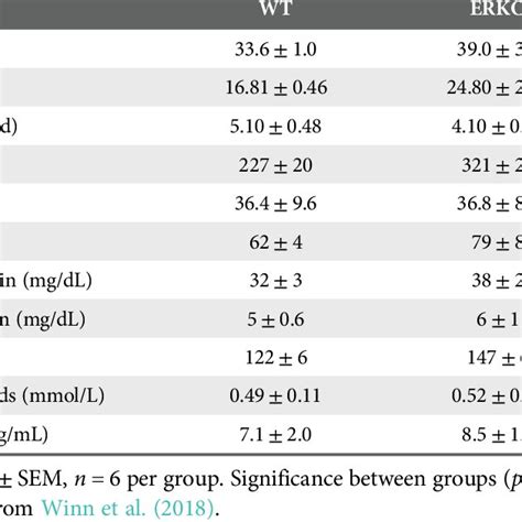 Metabolic Characteristics Of Male Erα− − Mice Erko And Wild Type Wt Download Scientific