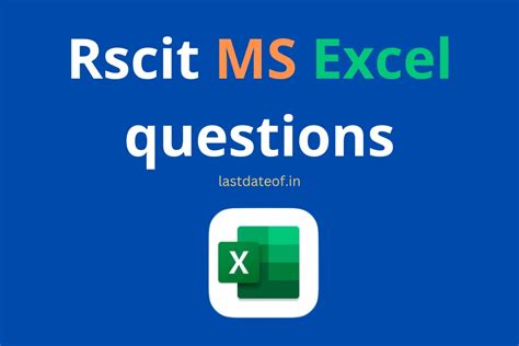 Rscit Ms Excel Questions And Answers In Hindi Last Date Of