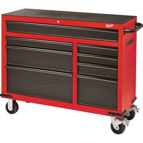 Milwaukee 46 In W X 18 In D 8 Drawer Red And Black Textured Rolling