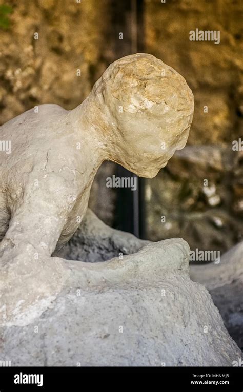 Some Plaster Casts Of Victim Of The Eruption Still In Actual Pompeii