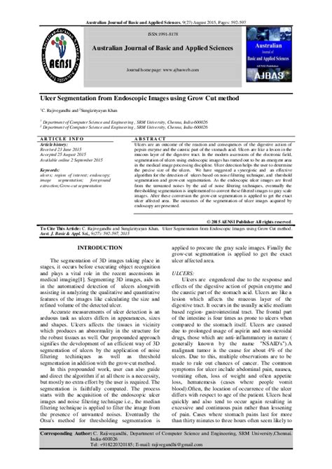 pdf ulcer segmentation from endoscopic images using grow cut method