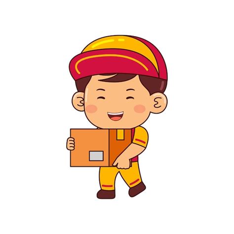 Premium Vector Cute Courier Babe Cartoon Character Vector Illustration