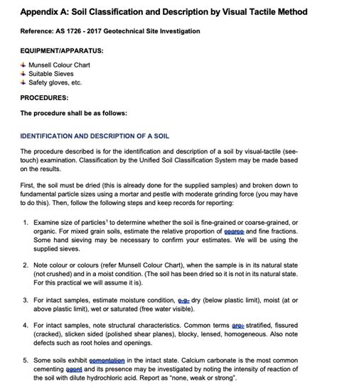 Solved Soil Classification And Description By Visual Tactile Chegg Com