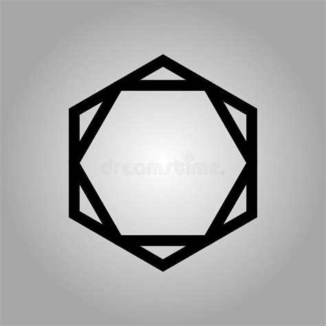 Monochrome Vector Graphic Of Two Hexagons The Inner Hexagon Rotated 60 Degrees And Touching The