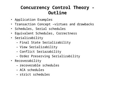 PPT Concurrency Control Theory Outline Application Examples Transaction Concept Virtues And
