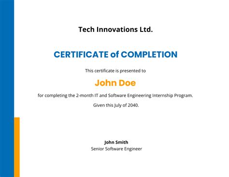 Free Software Internship Certificate Template To Edit Online