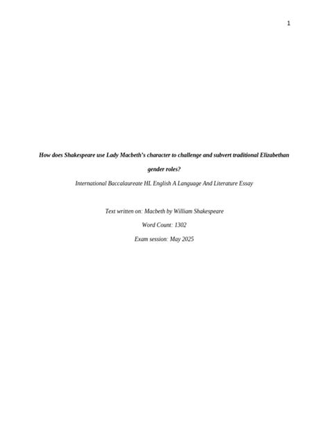 English Lady Macbeth Peel 1 Pdf Macbeth William Shakespeare