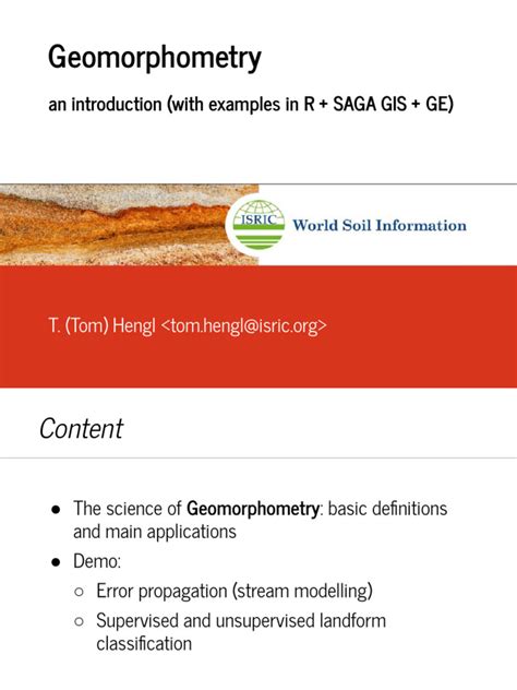 Geomorphometry Introduction Pdf Topography Earth Sciences