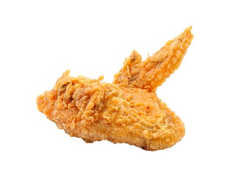 Fried Chicken Wing On White Background Lettuce Crispy Fresh