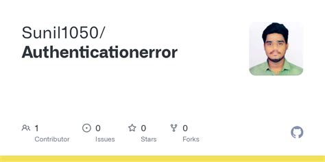 GitHub Sunil Authenticationerror