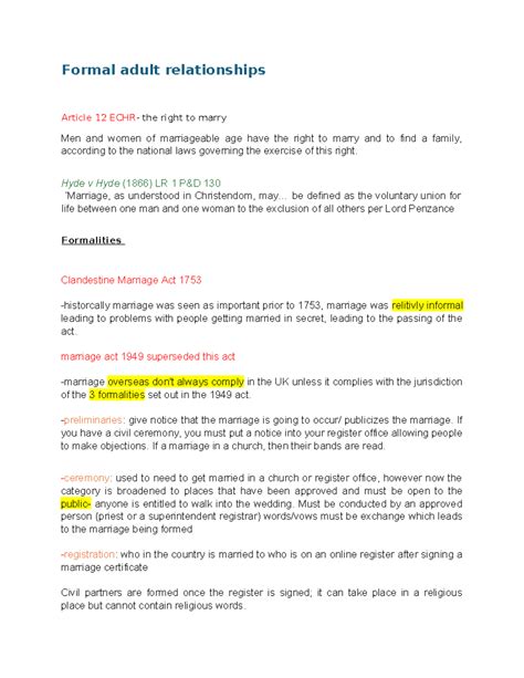 A Formal Adult Relationships Formal Adult Relationships Article ECHR The Right To Marry