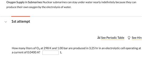 Solved Oxygen Supply In Submarines Nuclear Submarines Can Chegg Com