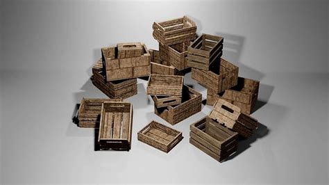 Wooden Crates Box Game Ready 3d Model