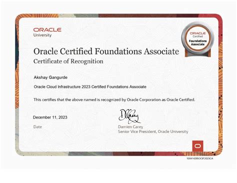 Akshay Gangurde On Linkedin Oracle Oci Oraclecloud Oraclecertification