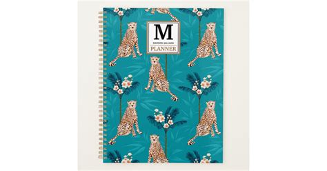 Personalized Monogrammed Blue Leopard Pattern 2023 Planner Zazzle