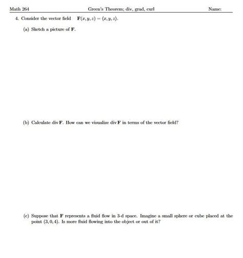 Solved Math 264 Greens Theorem Div Grad Curl 4 Consider