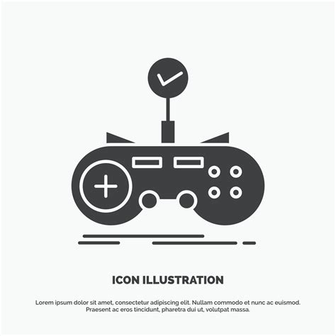 Check Controller Game Gamepad Gaming Icon Glyph Vector Gray Symbol