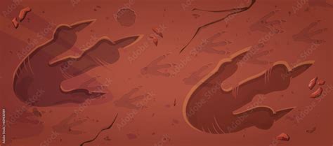 Dig Fossil Dinosaur Footprint Trace Vector Cartoon Archeology Jurassic
