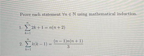 solved prove each statement ∀n∈n using mathematical