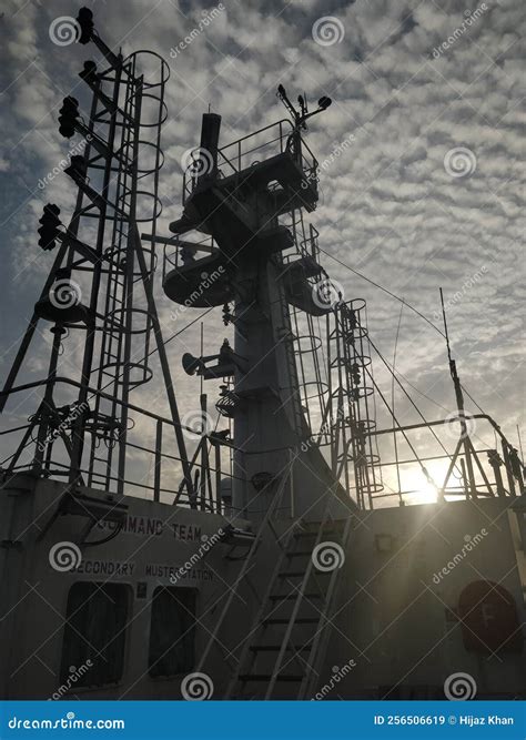 Masthead Navigation Lights And Various Antennas Of A Ship Stock Image