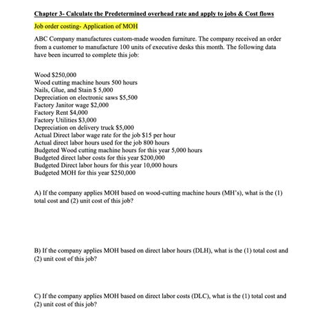 [solved] Chapter 3 Calculate The Predetermined Overhead R