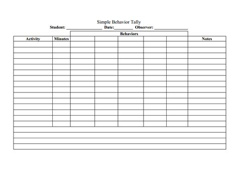 Simple Behavior Tally Data Form Pdf Behavior Classroom Management