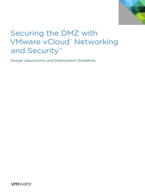 Vcloud Networking Security Dmz Design Deployment Guide Pdf Virtual Machine Computer Network