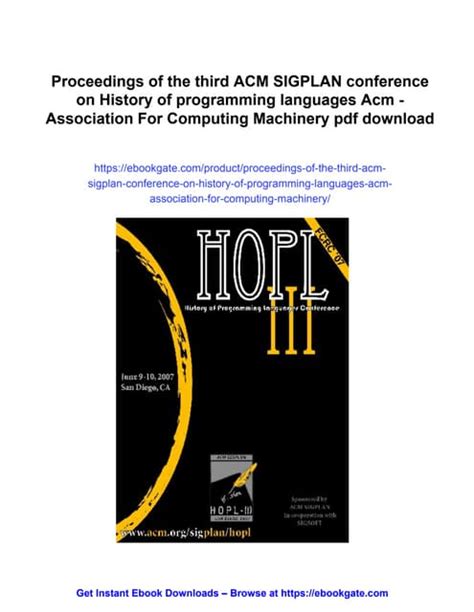 proceedings of the third acm sigplan conference on history of programming languages acm