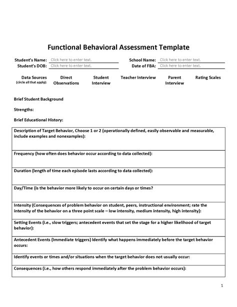 12 Functional Behavioral Assessment Fba Examples