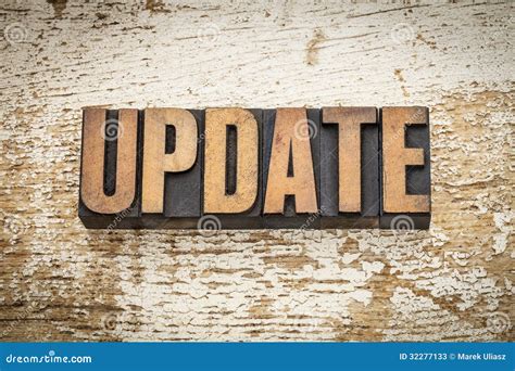 Update Word In Wood Type Stock Image Image Of Revise 32277133