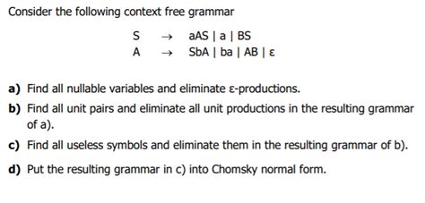 Solved Consider The Following Context Free Grammar S Aas A