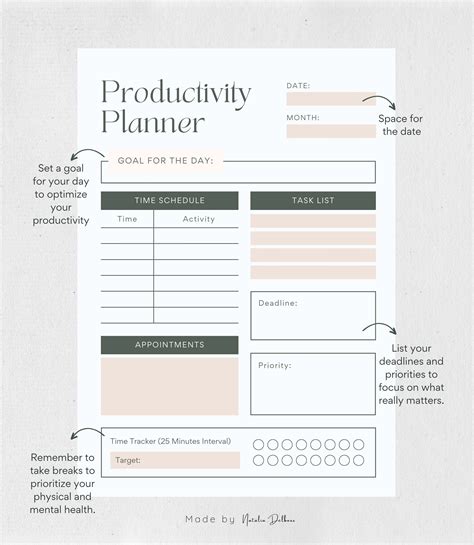 Productivity Planner Printable Planner Instant Download Etsy