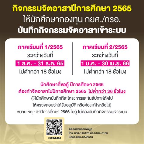 กิจกรรมจิตอาสาปีการศึกษา 2565 สำหรับนักศึกษากองทุน กยศ กรอ