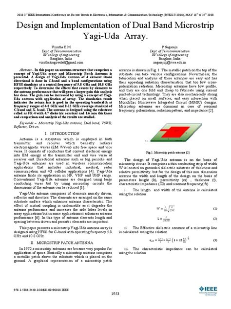 design and implementation of dual band microstrip yagi uda array pdf antenna radio