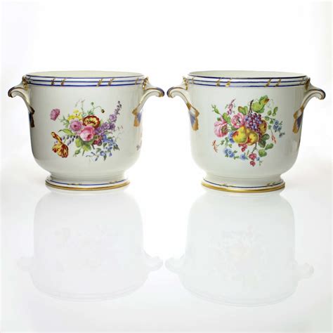 Sèvres Porcelain A Pair Of Soft Paste Sèvres Wine Decanter Coolers