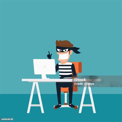 도둑입니다 안티 피싱 및 인터넷 바이러스 Campaignsconcept 인터넷 소셜 네트워크 해킹에 대 한 유용한 개인용 컴퓨터에서 암호로 중요 한 데이터를 훔치는 해커