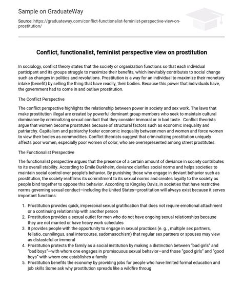 ⇉conflict Functionalist Feminiist Perspective View On Prostitution
