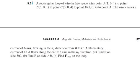 solved 8 5 a rectangular loop of wire in free space joins