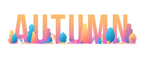 문자 나무와 식물 벡터 트렌디 한 가을 그림입니다 배너 포스터 카드에 대한 현대 계절 배경 0명에 대한 스톡 벡터 아트 및 기타