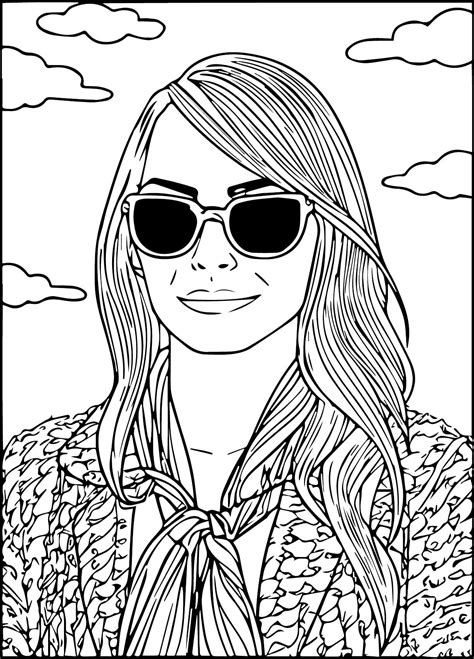 Emma Stone With Sunglasses Coloring Page Download Print Or Color