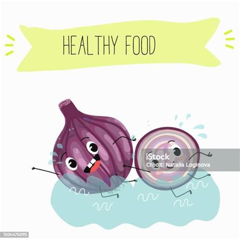 재미있는 만화 캐릭터 보라색 양파 잘라낸 양파 전구 반 양파 마데이라 양파 재미있고 건강한 음식이 있는 삽화 비타민 귀여운 얼굴 음식 재료 채식주의자 벡터 만화 구근 식물에