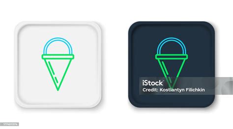 흰색 배경에 격리 된 라인 화재 콘 버킷 아이콘 금속 콘 양동이 가 비어 있거나 소방용 물 다채로운 개요 개념 벡터 검은색에