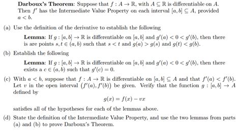 Solved Darbouxs Theorem Suppose That F A R With A Cr