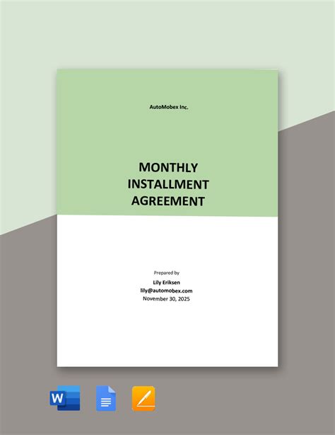 Free Installment Agreement Templates Editable And Printable