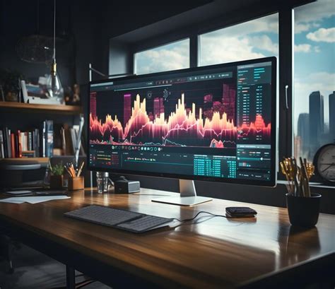 A Computer Monitor With A Graph On The Screen And A Keyboard On The