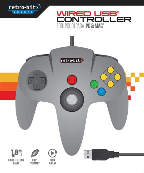Retro Bit N64 Usb Controller Grey Spill Cdoncom