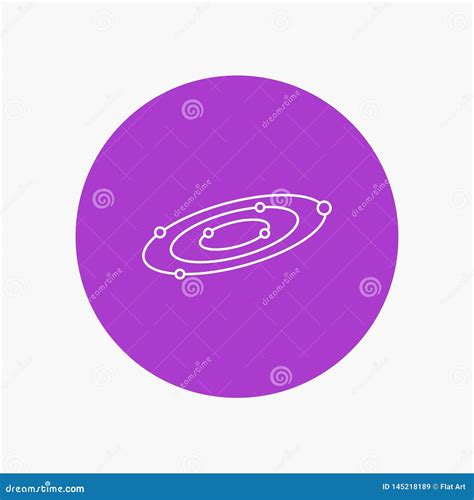 Galaxy Astronomy Planets System Universe White Line Icon In Circle Background Vector Icon