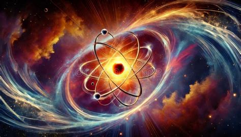 Atom Rotating Around Nucleus With Electrons In Outer Space Stock Illustration Illustration Of